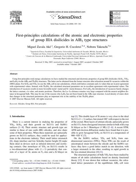 Pdf First Principles Calculations Of The Atomic And Electronic Properties Of Group Iiia