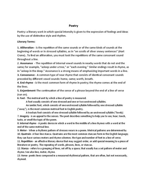 Poetry Pdf Poetry Metre Poetry