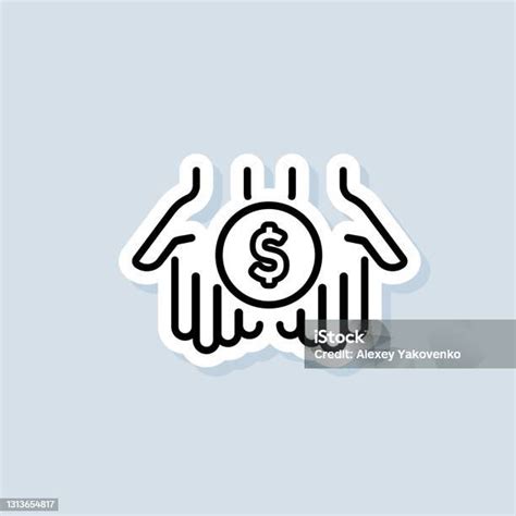 투자 스티커 손바닥 얇은 라인 아이콘에 달러 동전으로 간단한 손 송금 아이콘 격리된 배경의 벡터입니다 Eps 10 가격에 대한