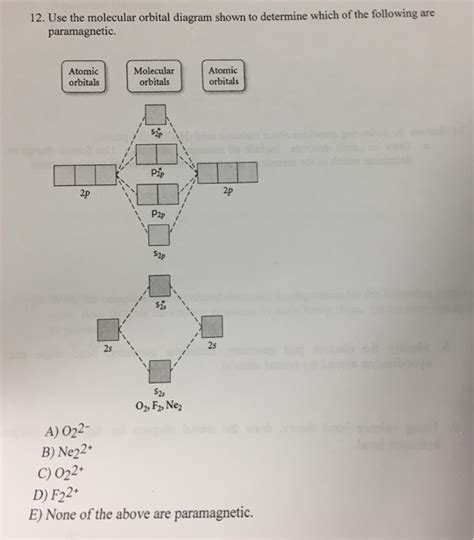 Solved 12 Use The Molecular Orbital Diagram Shown To