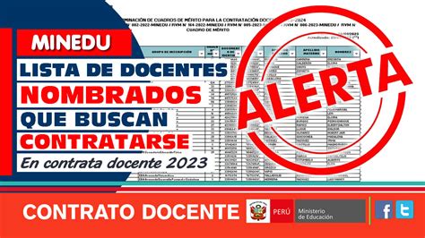Alerta Contrata Docente 2023 Profesores Nombrados Pretenden