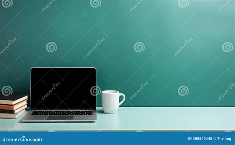 Modern Minimalist Workstation Ai Generated Laptop Template Stock Illustration Illustration Of