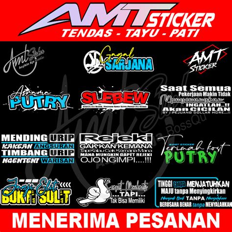 Stiker Cutting Kata Kata Keren Sticker Nyalareflektif Ukuran 50x20