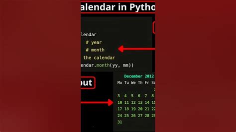 calendar python short code youtube