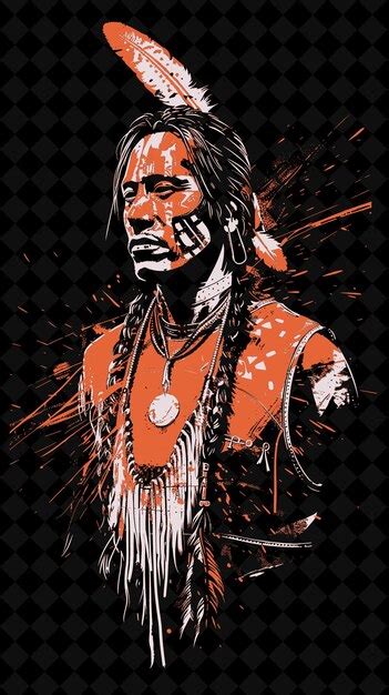 Premium Psd Apache Man Portrait Wearing A Traditional Leather Vest