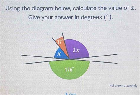 Solved: Using the diagram below, calculate the value of x. Give your answer in degrees (^circ ...