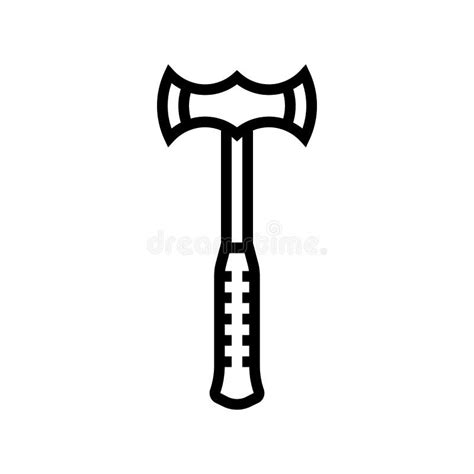 Double Bit Axe Weapon Line Icon Vector Illustration Stock Vector Illustration Of Lumber
