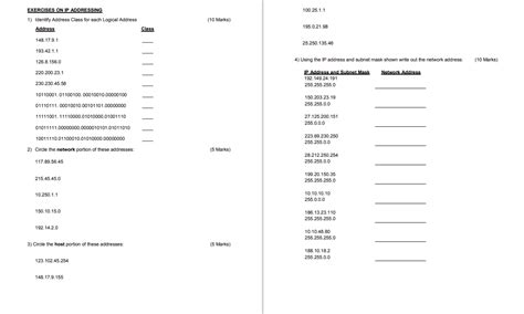 Solved EXERCISES ON IP ADDRESSING Identify Chegg