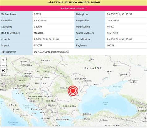 Cutremur de 4 7 grade în România zona seismică Vrancea cel mai