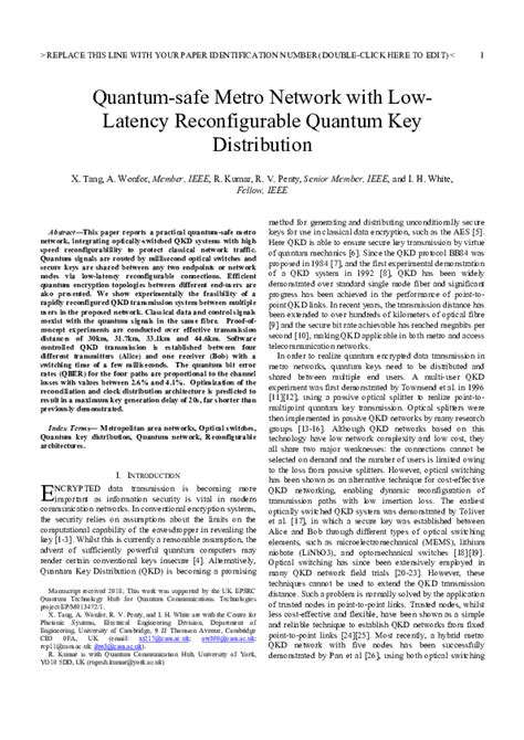 pdf quantum safe metro network with low latency reconfigurable