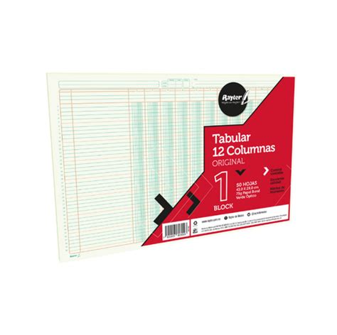 Block Tabular 12 Columnas Con Concepto Original Doble Carta Rayter