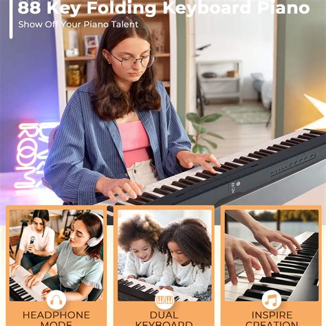 Vangoa Vdp800 Portable Piano Keyboard Folding Piano 88 Key Full Size