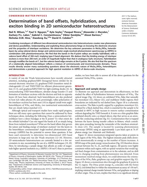 Pdf Determination Of Band Offsets Hybridization And Exciton Binding