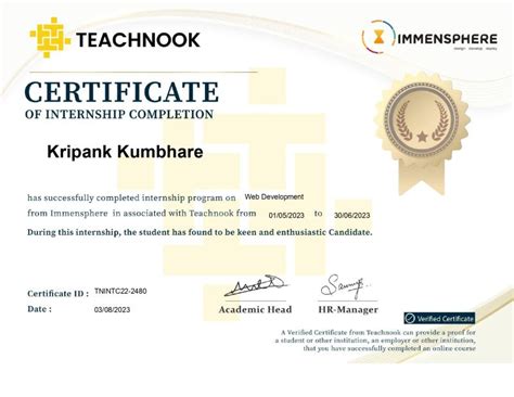 Kripank Kumbhare On Linkedin Internship Technookexperience Careergrowth