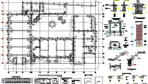 Staircase Construction Foundation Of Column Beam Details Dwg File Cadbull