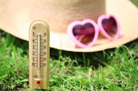 Premium Photo Thermometer On Grass Closeup