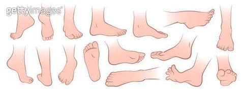 Human Feet Different Naked Foot Positions Sole Heel And Toes Front