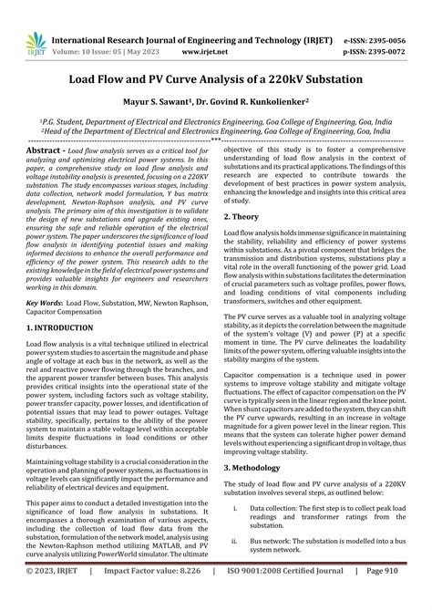 Load Flow And Pv Curve Analysis Of A 220kv Substation Pdf