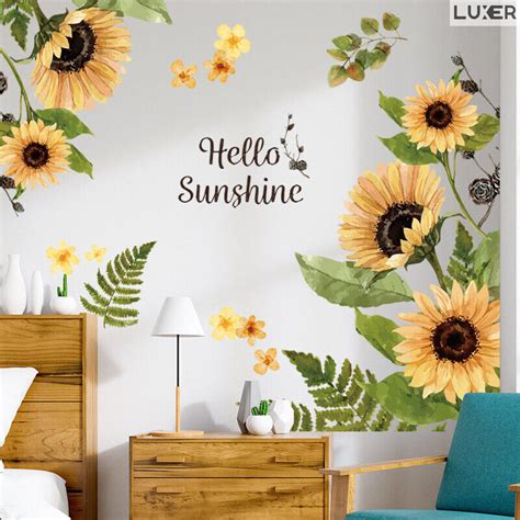 Sticker Autoadeziv Decorativ Cu Model Floral Hello Sushine Sunflower Multisuprafete
