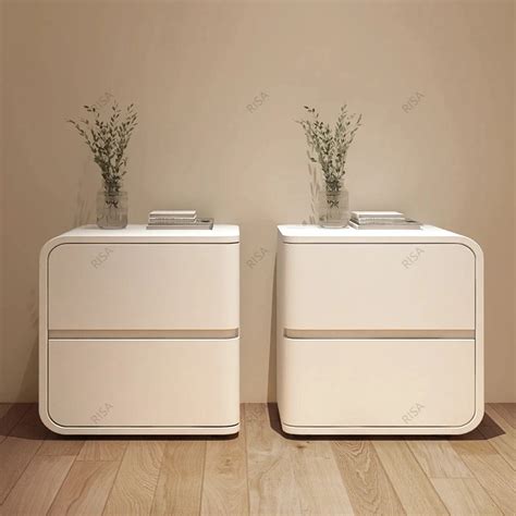 Cream Style Solid Wood Bedside Table Bedroom Modern No Installation