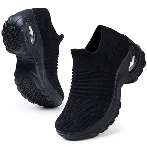 Hkr Womens Walking Shoes Arch Support Knit Upper Non Slip Shoes