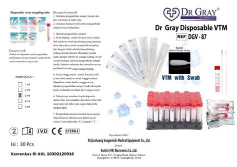 Tabung Sample Virus Sekali Pakai Disposable Virus Sampling Tube Media