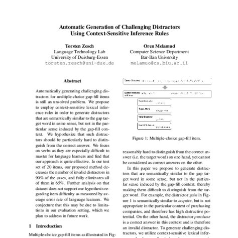 Automatic Generation Of Challenging Distractors Using Context Sensitive Inference Rules Acl