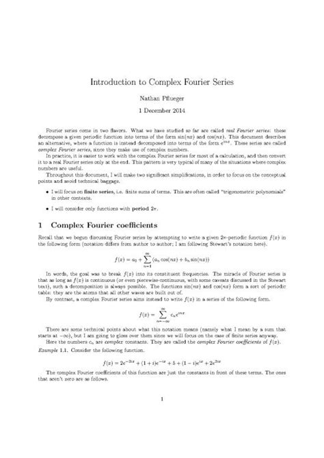 1201 Complex Fourier Series