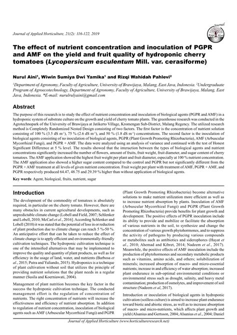 Pdf The Effect Of Nutrient Concentration And Inoculation Of Pgpr And