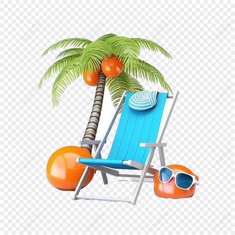 야자수 볼 선글라스 복사 공간이 있는 여름 바다를 위한 3d 해변 의자 격리된 여름 여행 개념 3d 렌더링 그림 Png 일러스트 무료 다운로드 Lovepik