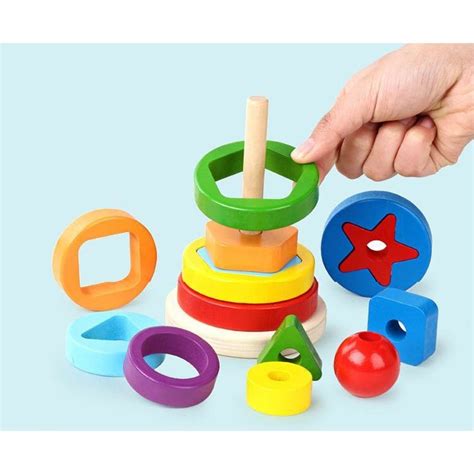 Jucarii Interactive Pentru Bebelusi Montessori 7 Inele Stivuibile 6