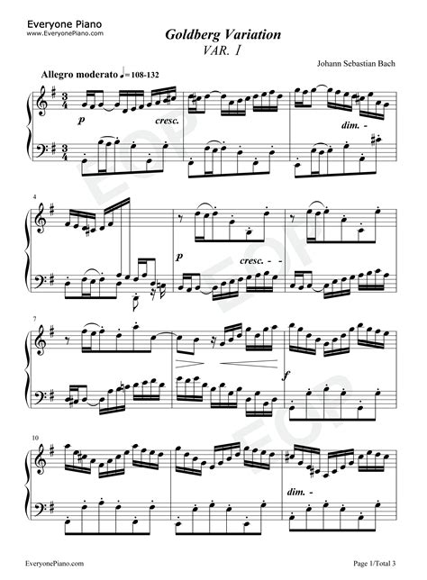 Goldberg Variations 哥德堡變奏曲 Johann Sebastian Bach五線譜預覽