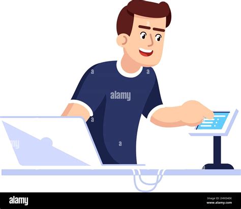 Maintaining Software Semi Flat RGB Color Vector Illustration Stock
