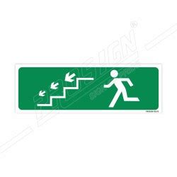 Exit Left Stair Down Arrow Sign Protector FireSafety