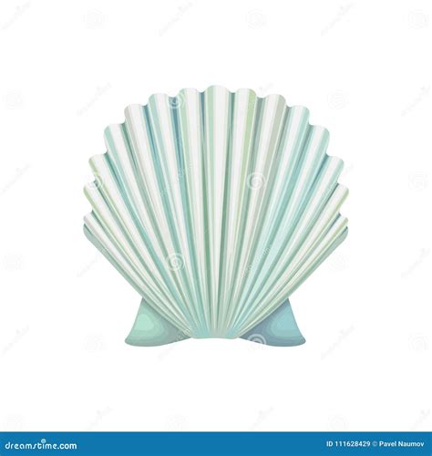 Detailed Vector Icon Of Scallop Shell Ocean Mollusk Object Of