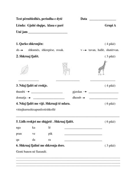 test gjuhe shqipe kl i periudha ii pdf pdf