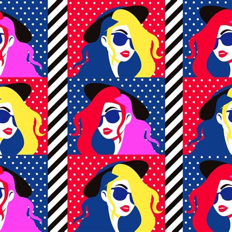 Stylish Woman In Sunglasses Seamless Pattern Fashionable Girl In Hat