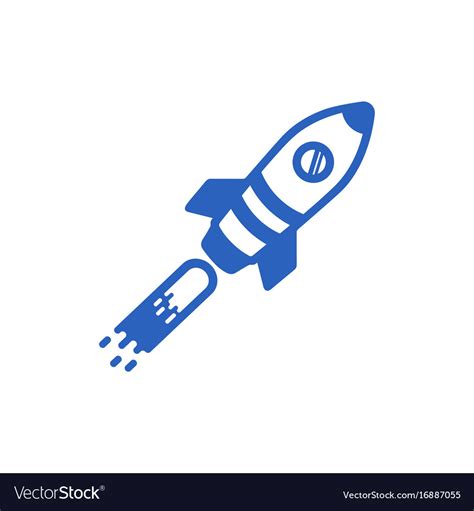 Icon Of A Blue Rocket On White Background Vector Image