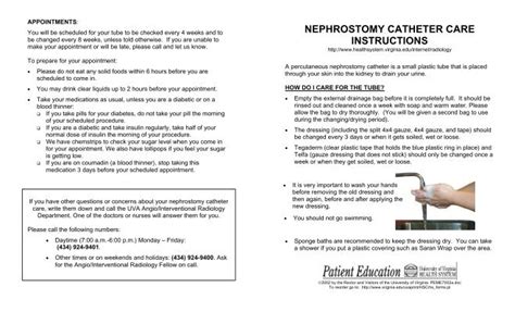 Nephrostomy Catheter Care Instructions University Of Virginia