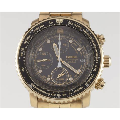Seiko Mens Gold Plated Vintage Quartz Chronograph Watch 7t62 0eb0 Etsy