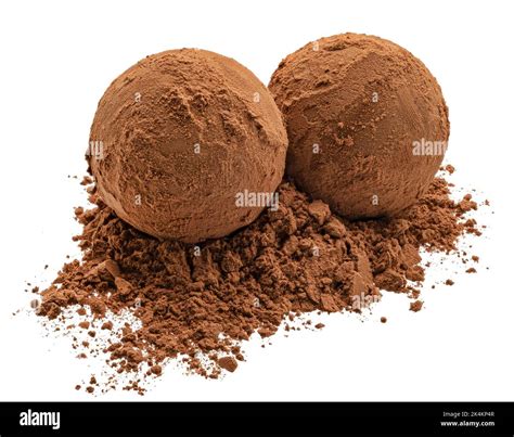 Chocolate Truffles With Cocoa Powder Isolated On White Background Stock