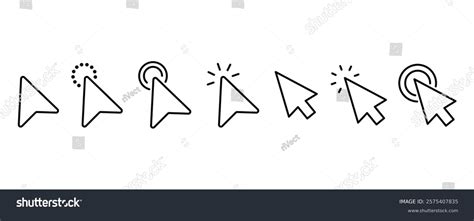 Pointer Mouse Click Hand Cursor Line Stock Vector Royalty Free