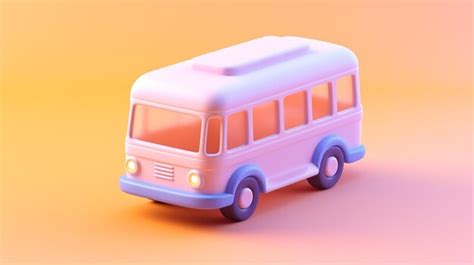Premium Ai Image A Tiny 3d Pastel Bus That Embodies Cuteness And