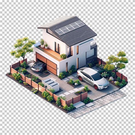 Premium Psd 3d Modern House With Solar Panels Black And White Roof