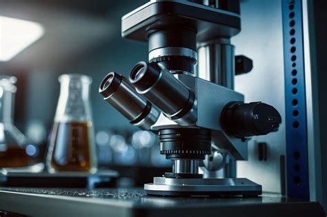Microscope On A Lab Table Premium Ai Generated Image