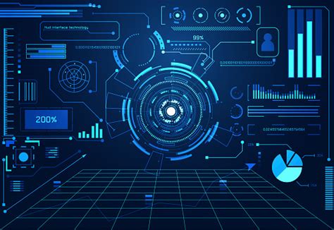 추상화의 디지털 데이터 차트 통신 컴퓨팅 및 원형 활력 혁신 기술 Ui 미래형 컨셉 Hud 인터페이스 홀로그램 요소에 안녕 기술 미래 디자인 배경 0명에 대한 스톡 벡터