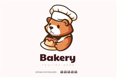 Cute Bear Bakery Mascot Logo