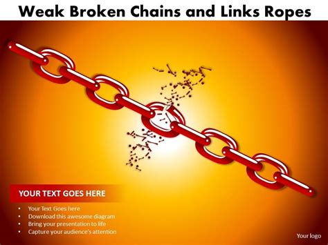 Weak Broken Chains And Links Ropes Powerpoint Slides And Ppt Templates Db Powerpoint Slide
