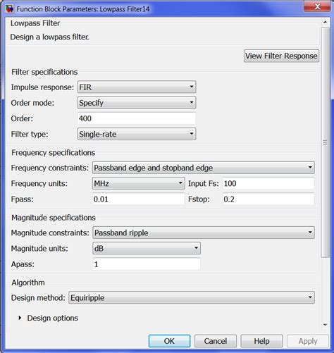 Simulink Basic Low Pass Filter Rmatlab