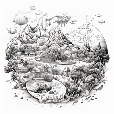 Premium Photo Ecosystem Explorations A Vibrant Coloring Book With Black Outlines On White